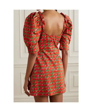 La DoubleJ Printed Square Neck Short Sleeves Dress