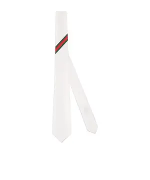 Gucci Web Silk Jacquard Tie - White