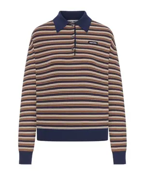 Miu Miu Striped Knitted Polo Shirt - F0627