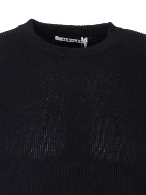Auralee Long Sleeve Ribbed Knit Top - Black