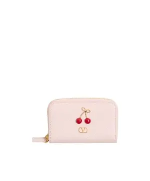Valentino Garavani Cherryfic Vlogo Signature Zip-up Wallet - Pink