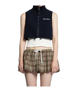 Miu Miu High-neck Zip Gilet - Blue