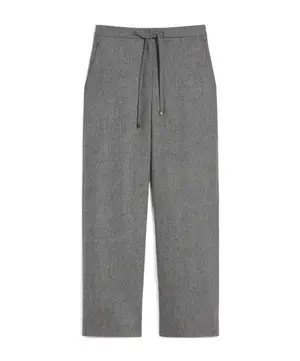 Max Mara Floria Drawstring Wide-leg Trousers - Medium Gray
