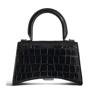 Balenciaga Hourglass Xs Logo Plaque Tote Bag - Black