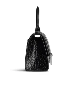 Balenciaga Hourglass Xs Logo Plaque Tote Bag - Black