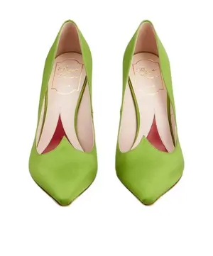 ROGER VIVIER 100mm Heart-shaped Satin Pumps - Green