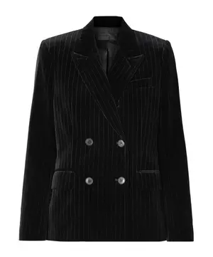 NILI LOTAN Double-breasted Striped Blazer