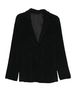Issey Miyake Homme Plissé Pleated Single-breasted Blazer - Black