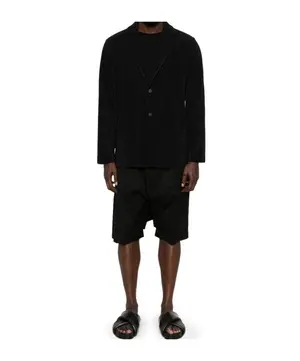 Issey Miyake Homme Plissé Pleated Single-breasted Blazer - Black