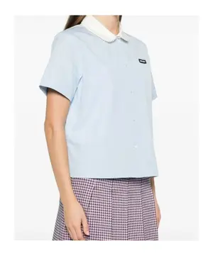 Miu Miu Short Sleeve Collared Shirt - Blue