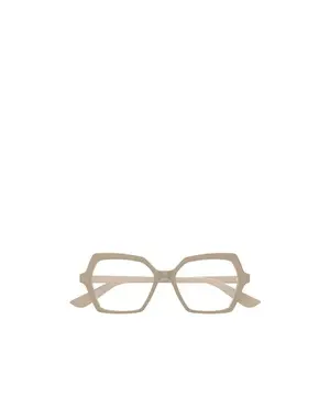 Alexander McQueen Geometric Frame Eyeglasses - Beige