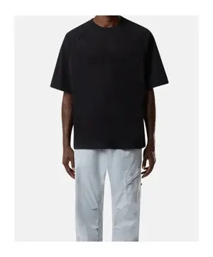 Stone Island Oversized-fit Short-sleeve T-shirt With Logo Embroidery - Black