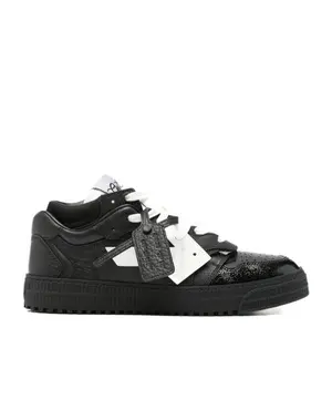 Off-White Leather And Patent Lace-up Sneakers - Black