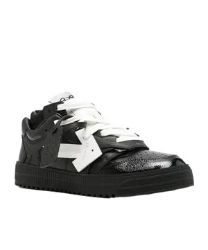 Off-White Leather And Patent Lace-up Sneakers - Black