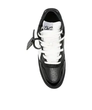 Off-White Leather And Patent Lace-up Sneakers - Black