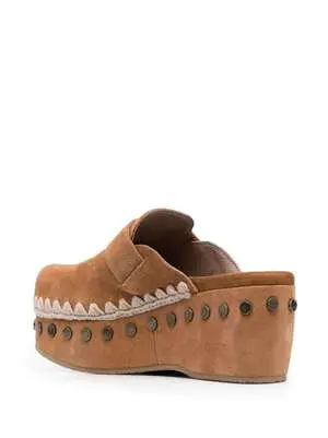 Mou Stud Embellished Clogs - Brown