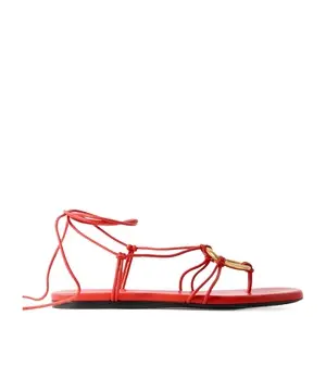 Proenza Schouler Strappy Flat Sandals With Gold Tone O-ring