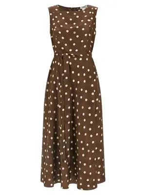 Max Mara Max Mara Martina Sleeveless Polka Dot Maxi Dress Brown