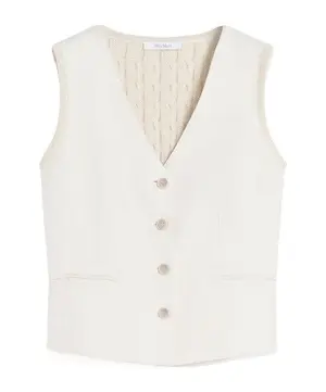 Max Mara Button-up V-neck Gilet - Beige