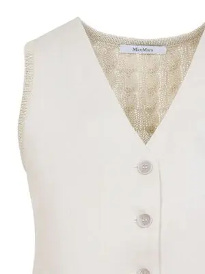 Max Mara Button-up V-neck Gilet - Beige