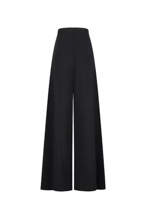 Max Mara Wide-leg Palazzo Pants With Letter Detailing - Black