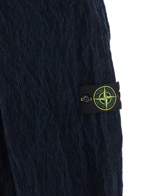 Stone Island Logo Patch Straight Leg Trousers - Blue