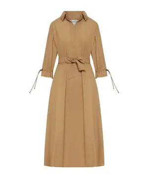 Max Mara Max Mara Mirto Drawstring Sleeved Dress Nude