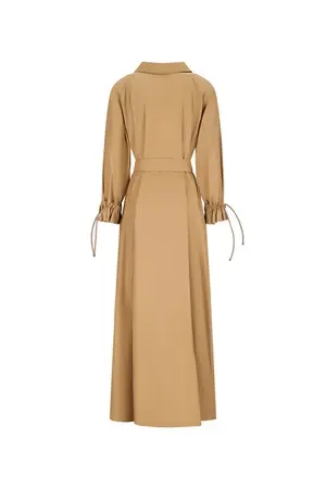Max Mara Mirto Drawstring Sleeved Dress - Nude