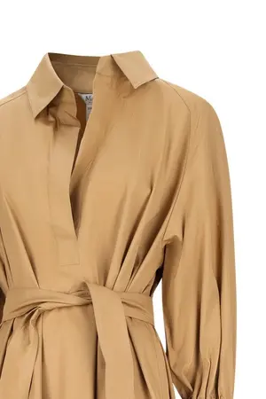 Max Mara Mirto Drawstring Sleeved Dress - Nude
