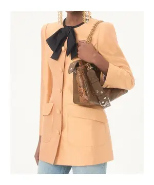 Valentino Garavani Leather And Embossed Shoulder Bag With Studded Strap