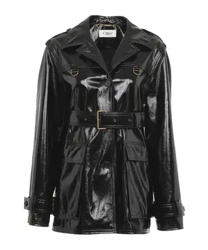 Chloé Belted Glossy Finish Jacket