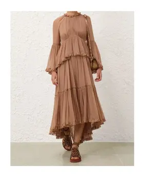 Zimmermann Ruffled Lace Trim Midi Dress