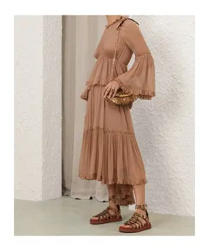 Zimmermann Ruffled Lace Trim Midi Dress