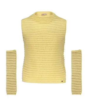 Herno Ribbed Knit Gilet With Detachable Sleeves - Yellow