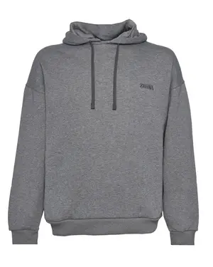 Zegna Drawstring Hoodie With Ribbed Details - Gray