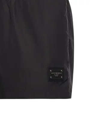 Dolce & Gabbana Logo Plaque Swim Shorts - Black