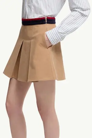 Moncler Pleated Mini Skirt With Striped Waistband