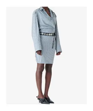 IRO PARIS Striped Midi Shirt Dress - Gray