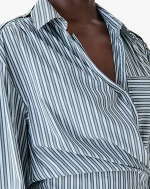 IRO PARIS Striped Midi Shirt Dress - Gray
