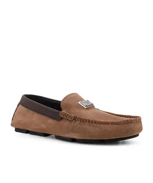Dolce & Gabbana Logo Plaque Suede Loafers - Brown