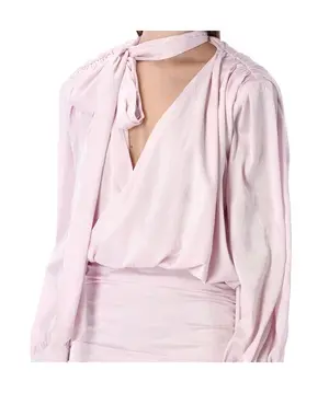 ROTATE BY BIRGER CHRISTENSEN Pleated V-neck Mini Dress