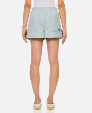 Fendi Logo Detail Elastic Waist Shorts - Light Blue