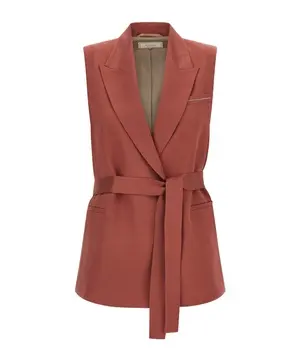 Peserico Belted Waist Sleeveless Vest
