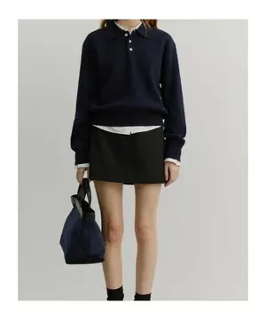 DUNST Long-sleeved Polo Shirt - Navy