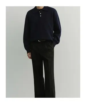 DUNST Long-sleeved Polo Shirt - Navy