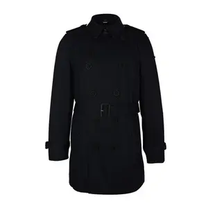 Burberry Double-row Buckle Belt Trench Coat - Black
