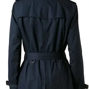 Burberry Double-row Buckle Belt Trench Coat - Black