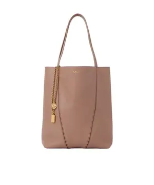Chloé Spin Tote Bag With Chain Detail - Brown