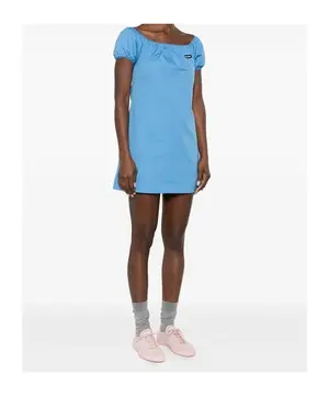 Miu Miu Logo Detailed Mini Dress