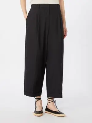 Max Mara Tailored Wide-leg Trousers With Belt Loops - Black